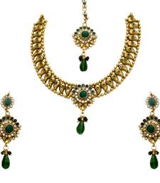 Keri Design Green Traditional Ruby Women Necklace Set - Aarna - 1323963