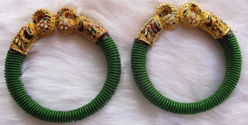 Green coloured Kada - elegant - 1324269