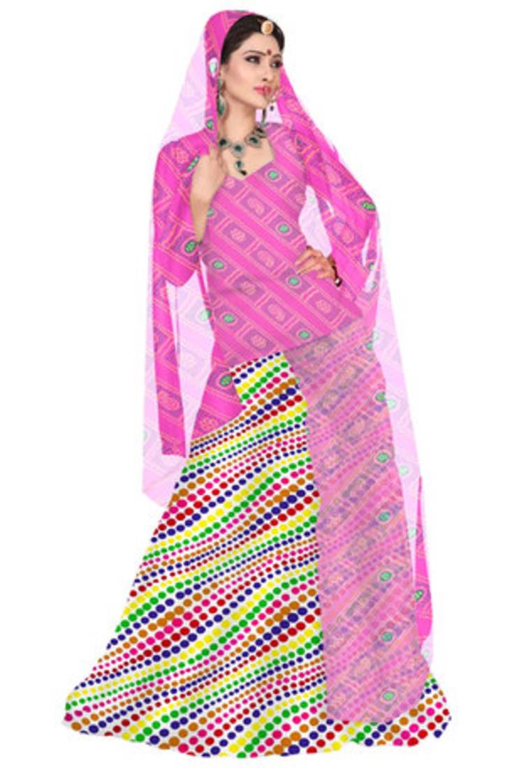 Pink Cotton Printed Rajasthani Poshak - Admyrin - 166458