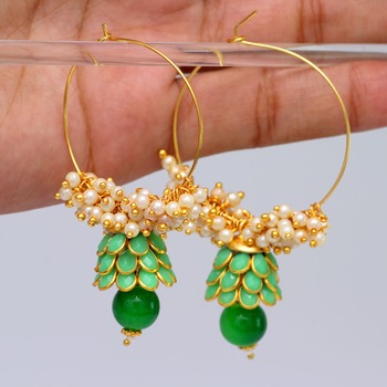 Light Green Color Traditio0l Ethnic Paachi Earrings for College Girls ...
