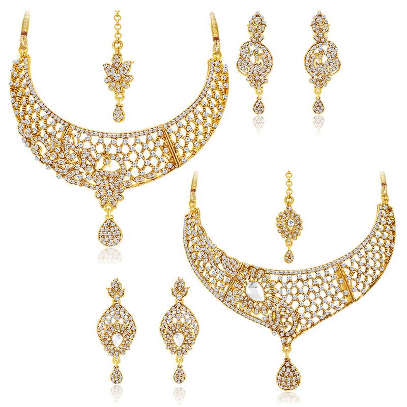 Excellent Gold Plated Ad Set Of Two Necklace Set Combo For Women