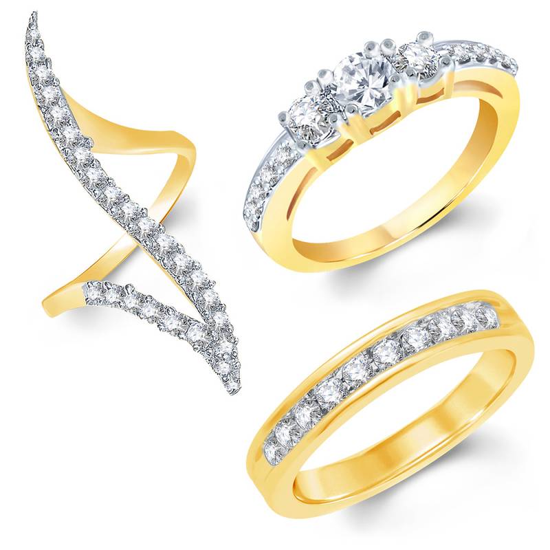 Classy Gold Plated Set of three Ladies Ring Combo For Women - Sukkhi ...