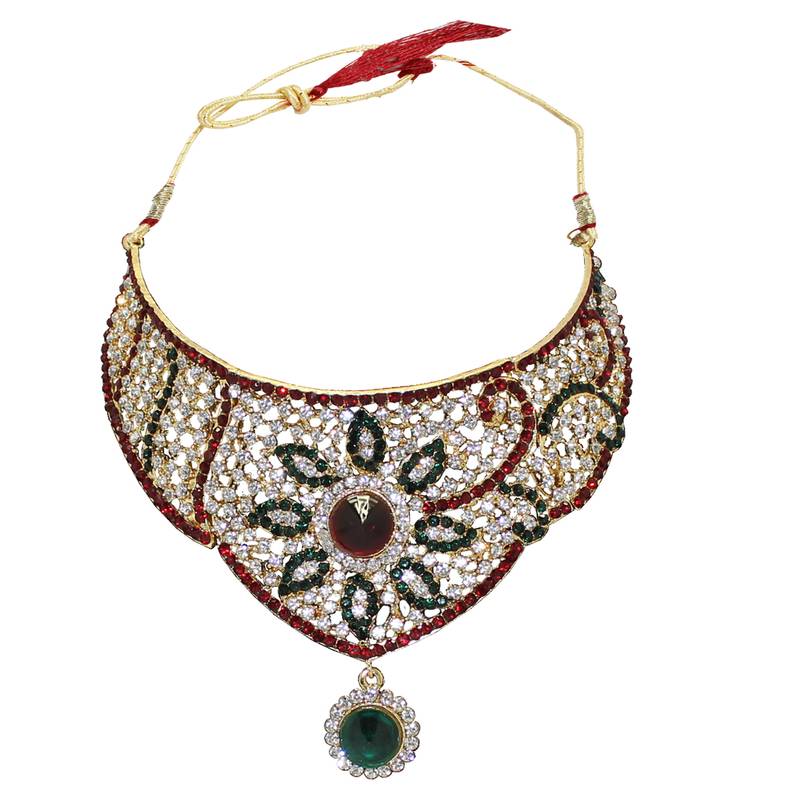 Maroon studded_jewellery Diamond Necklaces - Soni art jewellery - 746531