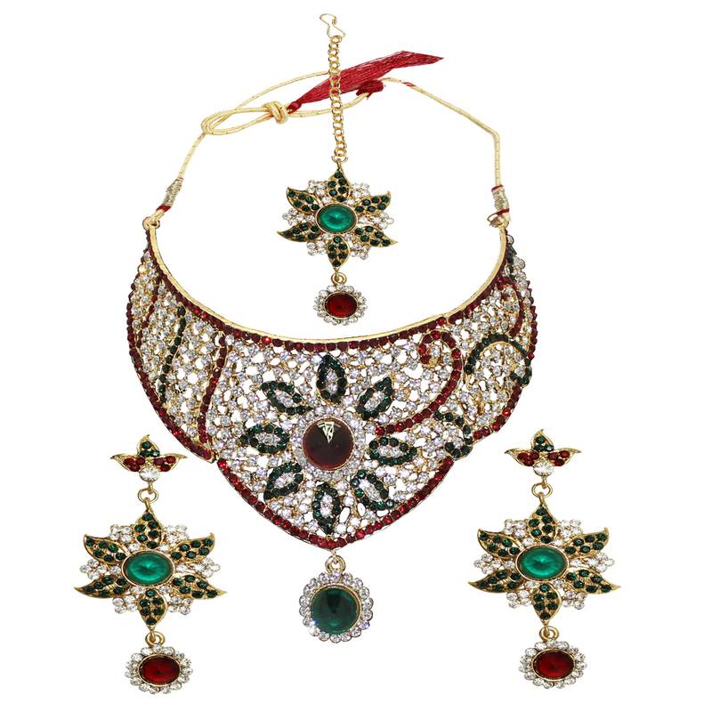 Maroon studded_jewellery Diamond Necklaces - Soni art jewellery - 746531