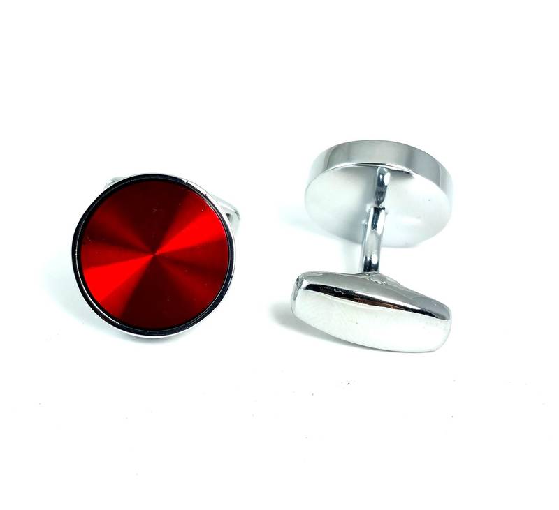 Luxury Red Stainless Steel Striped Round Cufflinks For Men & Boys ...