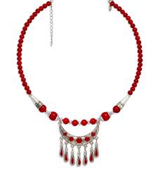 Handmade red color bead necklace with designer locket - Jaipur Mart ...