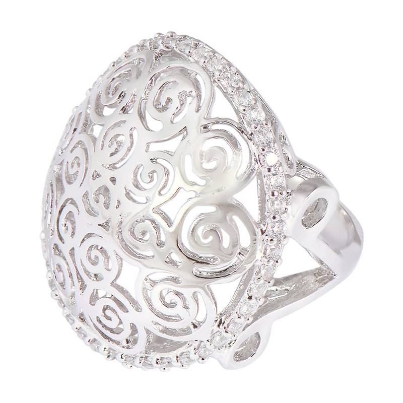 Swirl cubic Zirconia Silver Plating Ring for Women - Shaze - 1470351