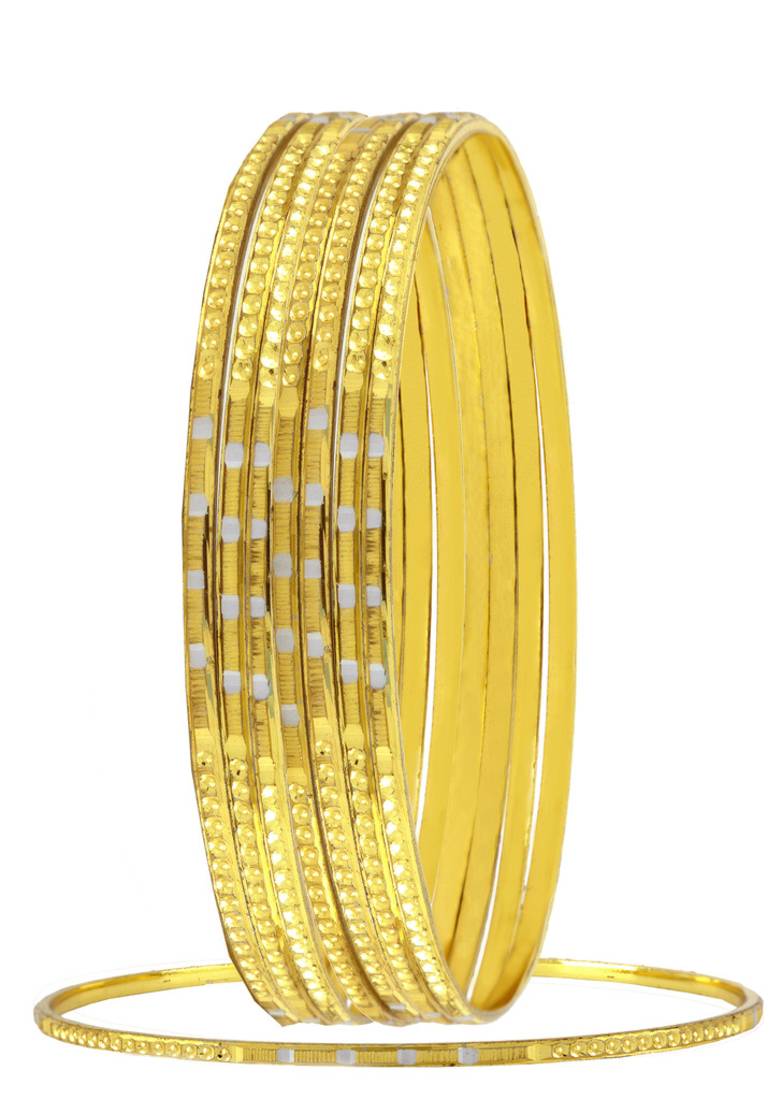 Wedding Designer Gold Plated Rhodium Metal Chuda Kada Bangle Set - the ...