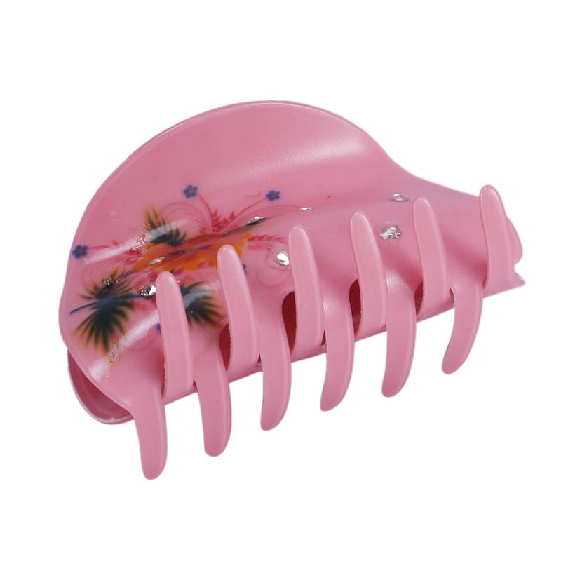 Flower Printed Pink Color Jaw Type hair Claw Clip - Rituu Agarwal - 1477179