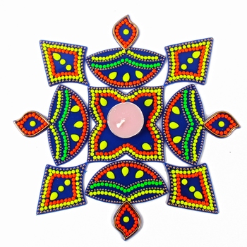 Acrylic artificial diya pattern rangoli - Giftacrossindia - 1521355