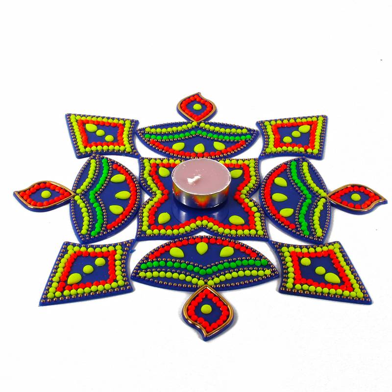 Acrylic artificial diya pattern rangoli - Giftacrossindia - 1521355