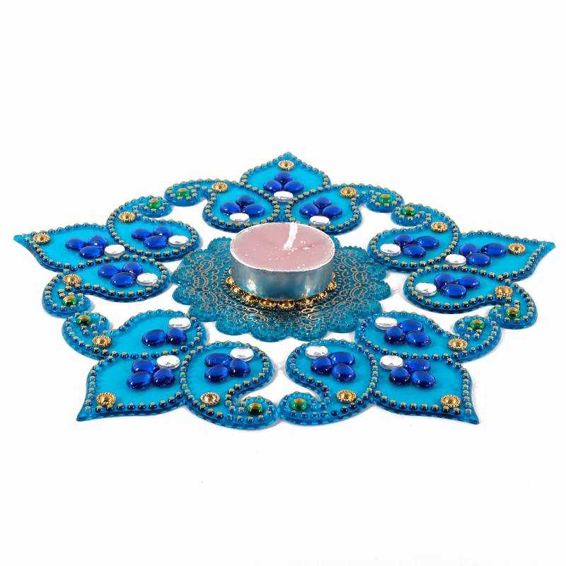 Blue shaded artificial diwali rangoli - Giftacrossindia - 1521360