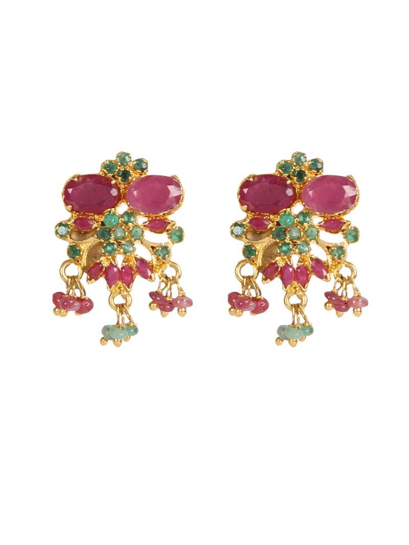 Maroon Emerald gemstone necklaces - Silverwala - 1535776