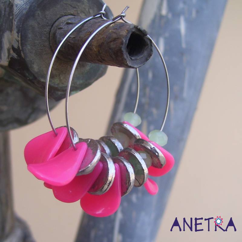 pink dazzling hoops - Anetra - 15852