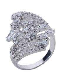 LOVE Collection Silver Beget Studded Band Style Finger Ring For Women ...