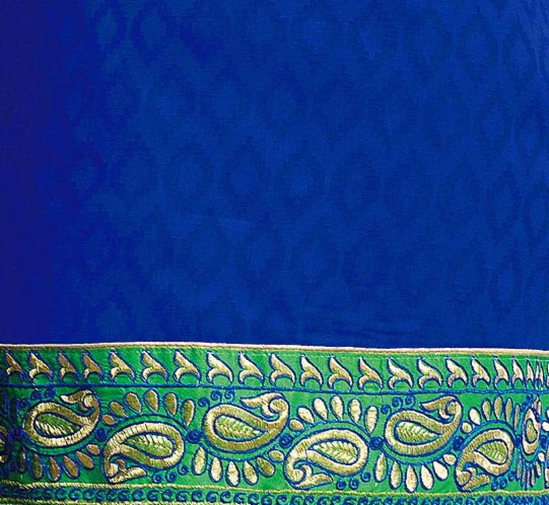 Blue Lakda Jacquard Embroidered unstitched salwar with dupatta ...