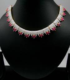 Designer AD Necklace Set With Ruby - Adsmart - 199291