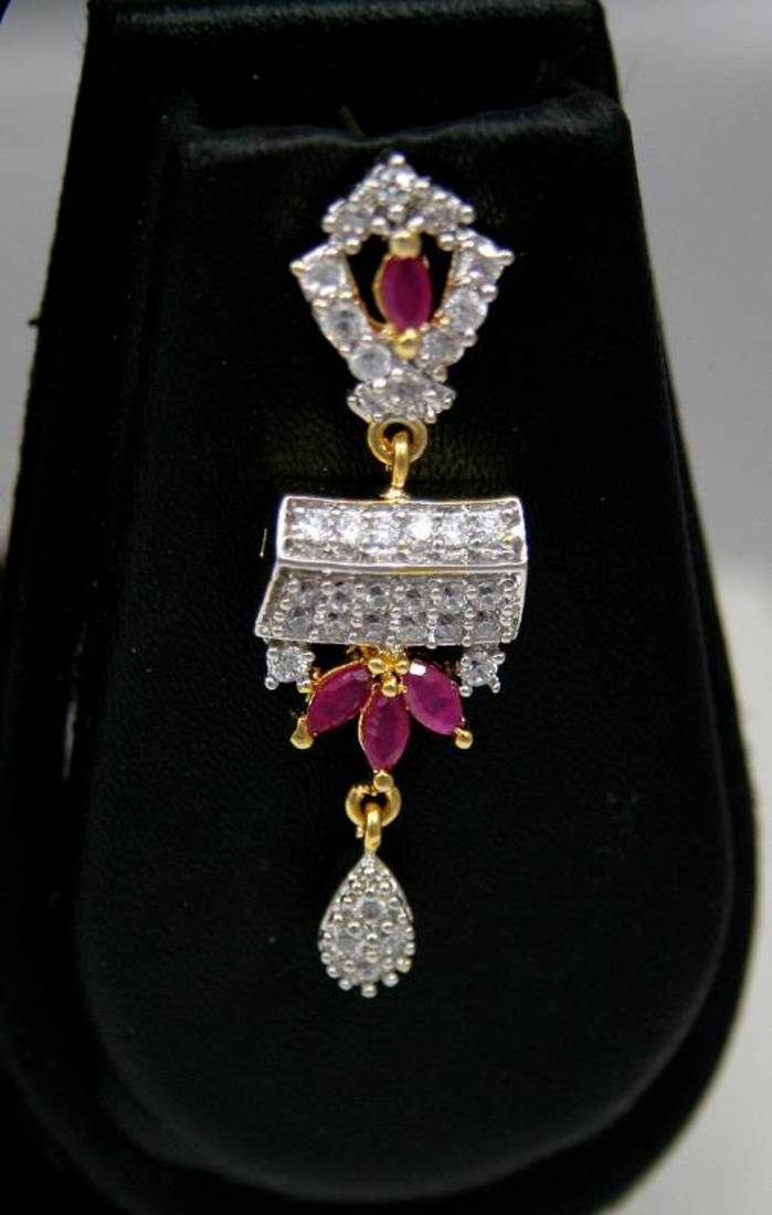 Designer AD Necklace Set With Ruby - Adsmart - 199291