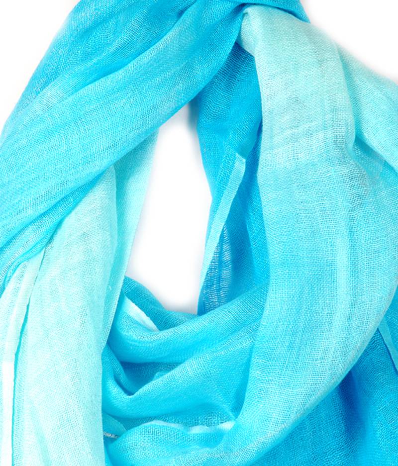 Favola Shaded Effect Lenin Silk Sky Blue Stole - Favola - 200015