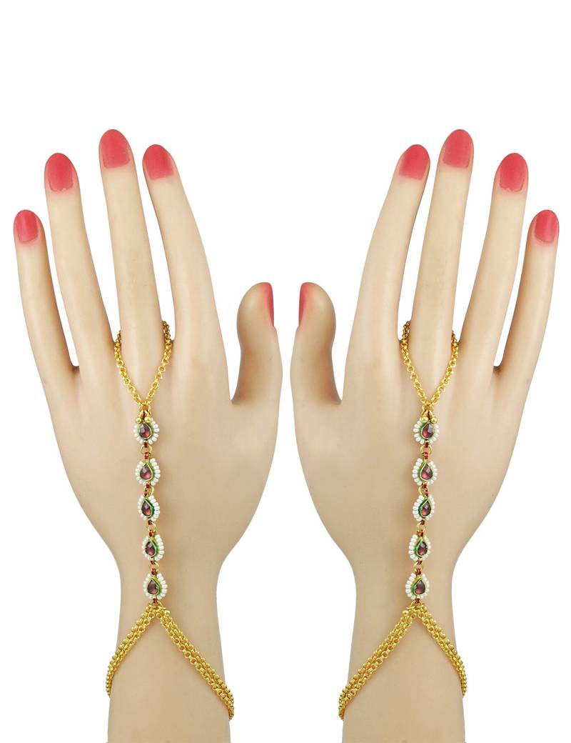 Pink Traditional Rajwadi Haath Panja Phool Jewellery for Women - Orniza ...