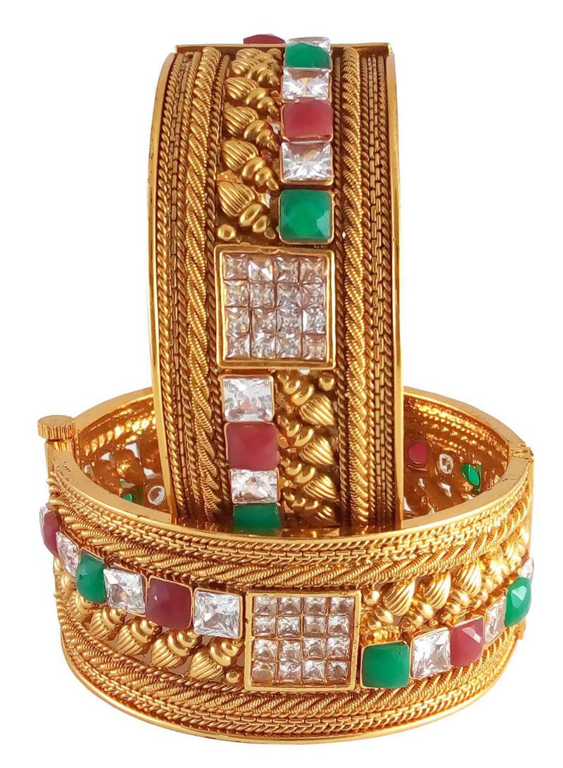 Gold Plated Antique Kada For Women - REJEWEL - 1575725