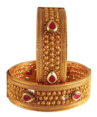 Gold Plated Antique Kada For Women - REJEWEL - 1575739