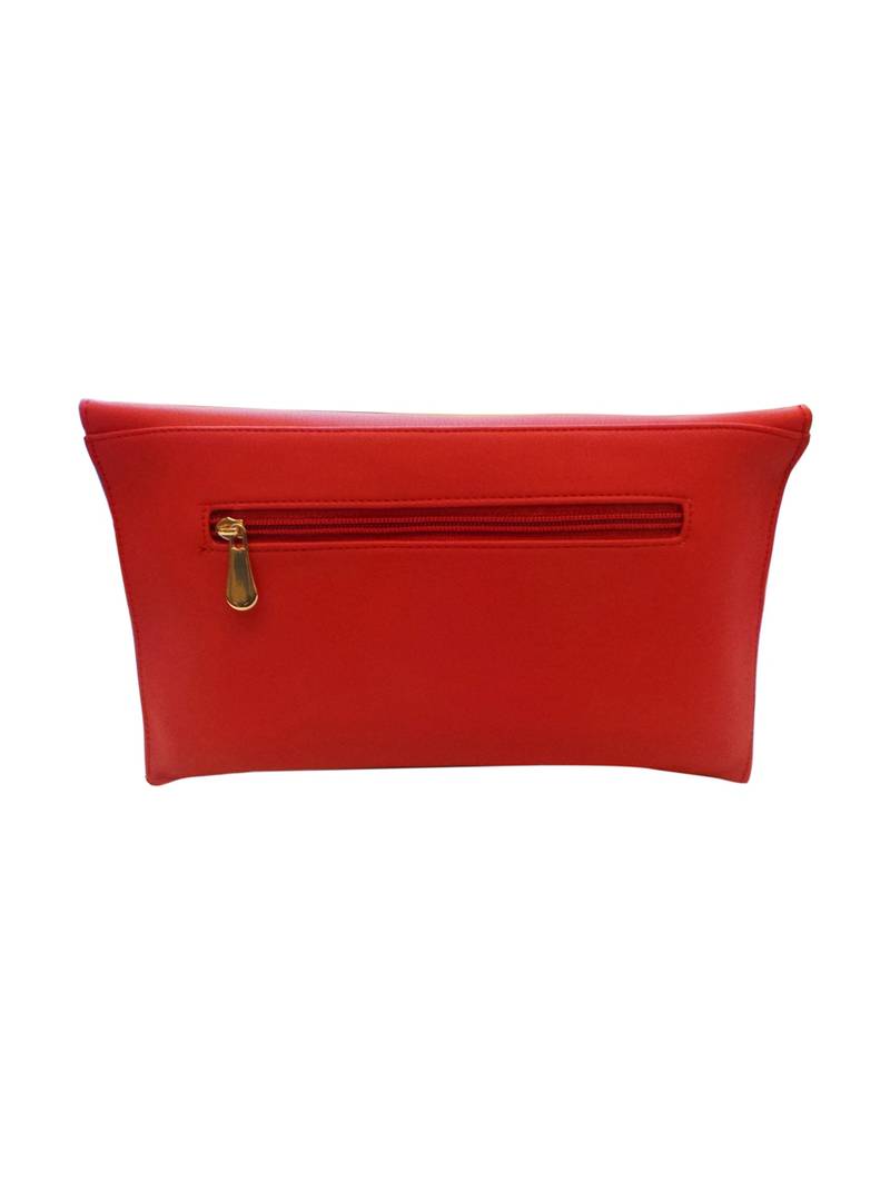 Two Tone PU Clutch (Red) - Bhamini Fashion - 1576711