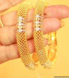 Gold and Diamond Look Pacheli Bangle - Sanvi Jewels - 1576933