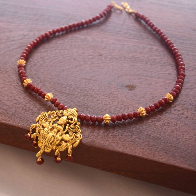 Maroon crystal necklaces - Radhas Creations - 1583246