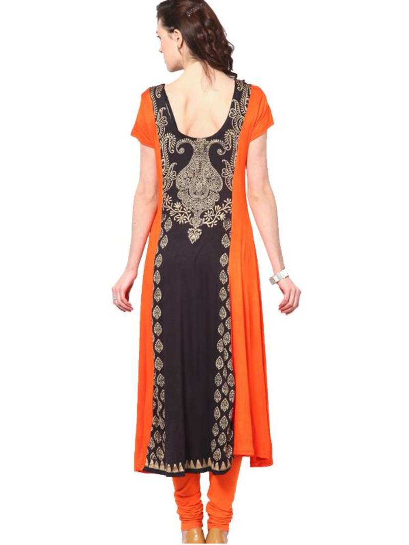 kukn086 Knit Viscose Orange Kurti - Ira Soleil - 204175