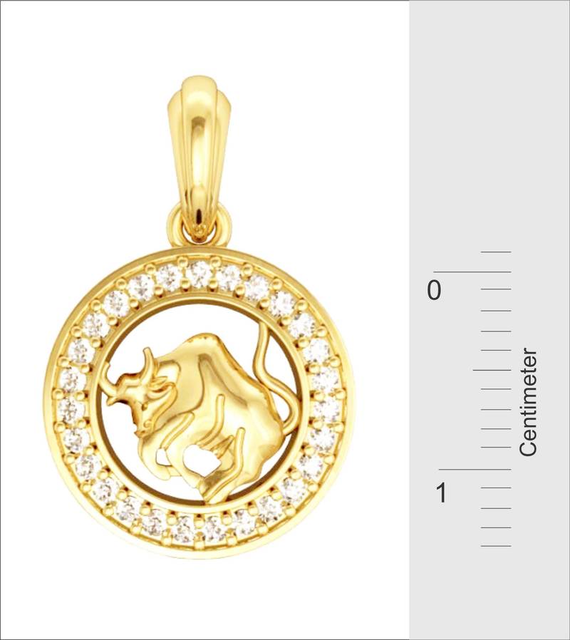 Taurus Charm Bracelet in 14k Yellow Gold Studded with Diamonds with ...