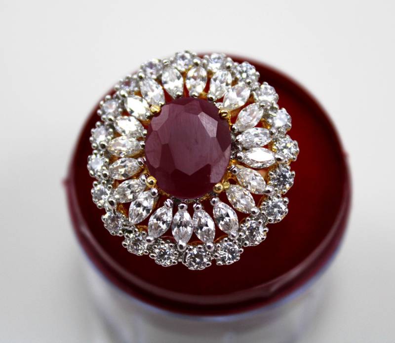 Adjustable Designer AD Ring with Ruby - Adsmart - 209013