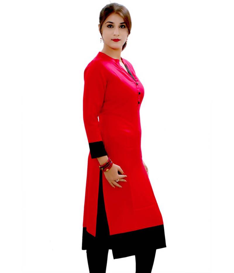 Red printed cotton kurtas-and-kurtis - Kuber Enterprise - 1635083
