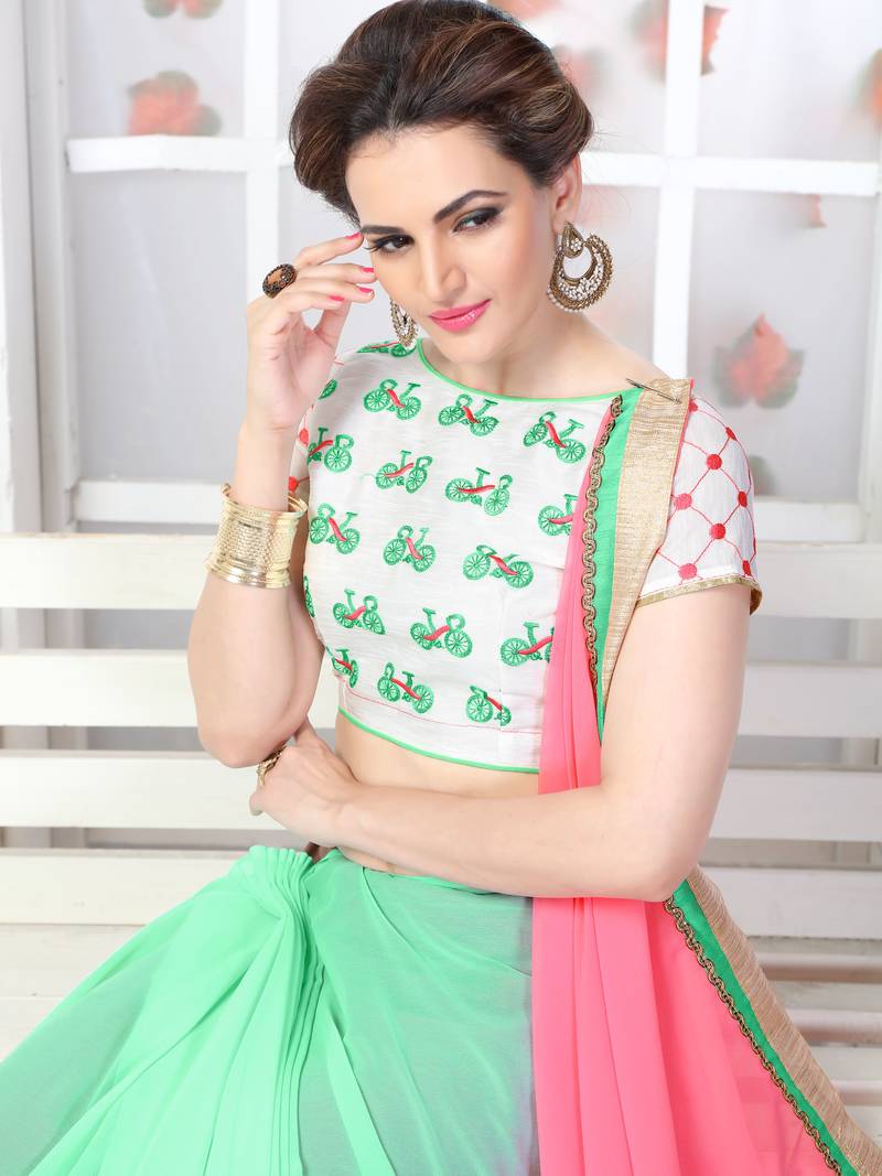 Multicolor embroidered georgette saree with blouse - Gokul Vastra - 1644307