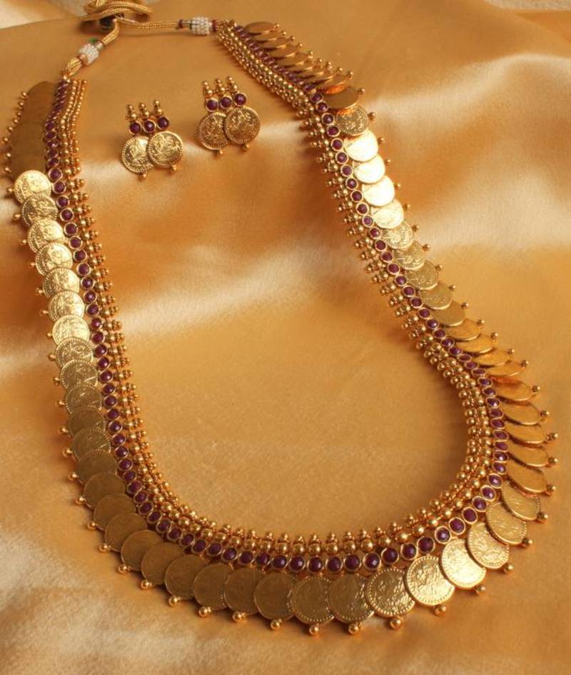 Gorgeous Long Ruby Coin Haar Set - DREAMJWELL - 214807