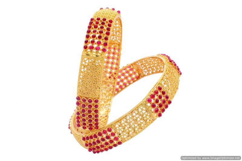 Royal Tradional Antique Golden Pota Stone Studded Handmade Bangle Set ...