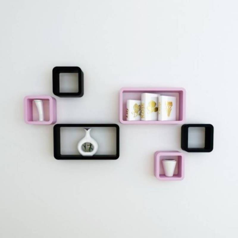 MDF Cube Shape Floating Wall Shelves Set of 6 - Shiraz Handicrafts ...