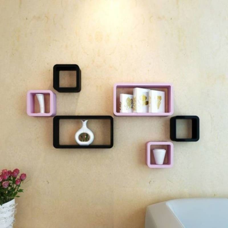 MDF Cube Shape Floating Wall Shelves Set of 6 - Shiraz Handicrafts ...