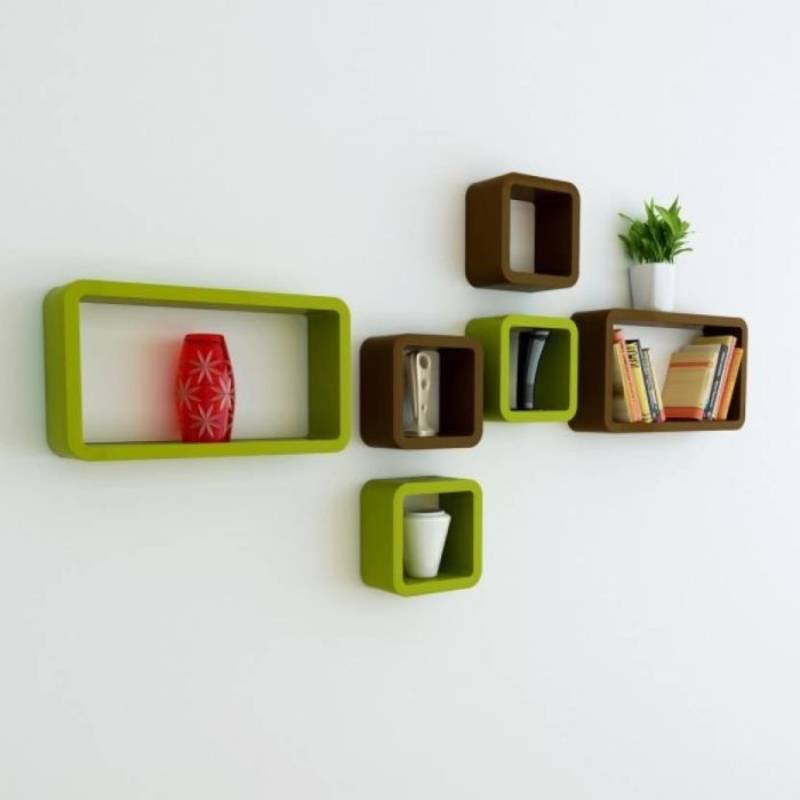 MDF Cube Shape Floating Wall Shelves Set of 6 - Shiraz Handicrafts ...