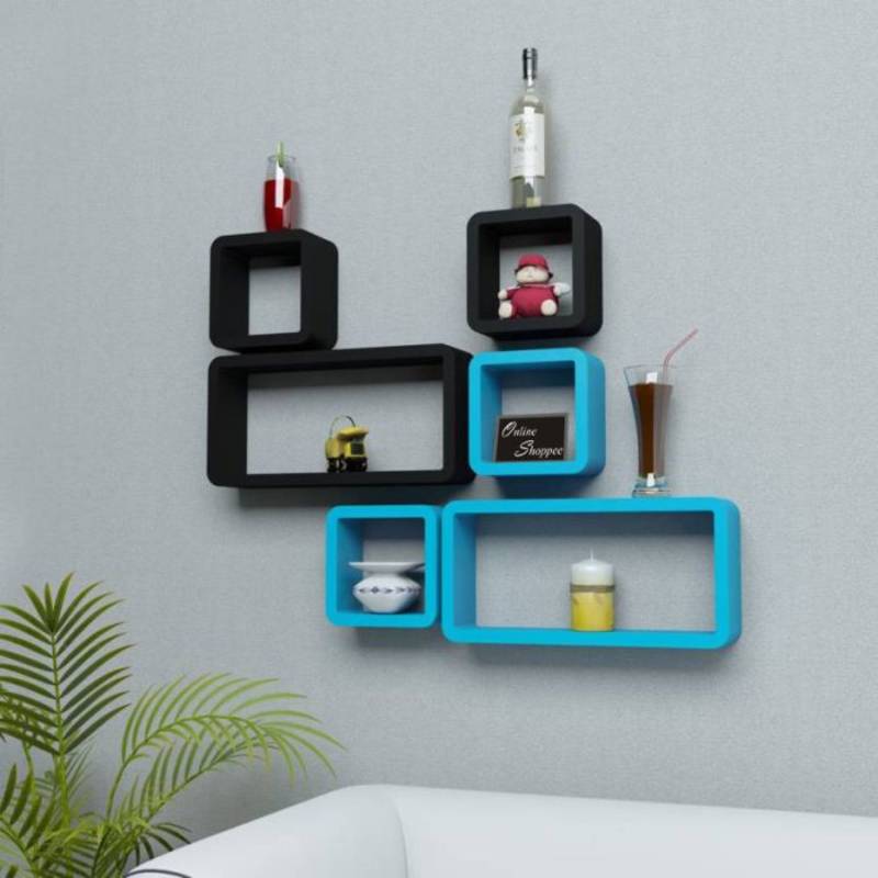 MDF Cube Shape Floating Wall Shelves Set of 6 - Shiraz Handicrafts ...