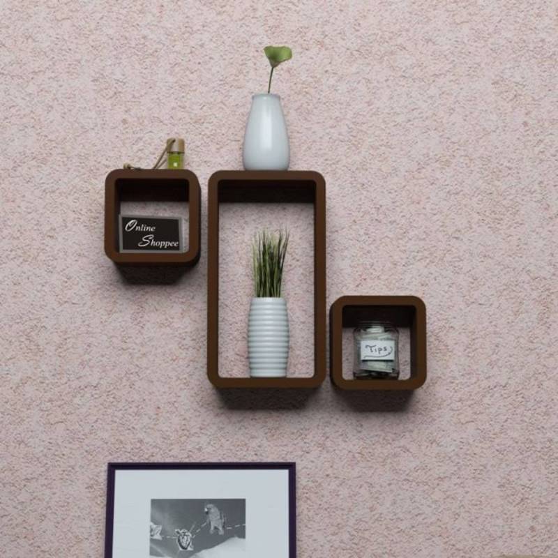 MDF Cube Shape Floating Wall Shelves Set of 3 - Shiraz Handicrafts ...