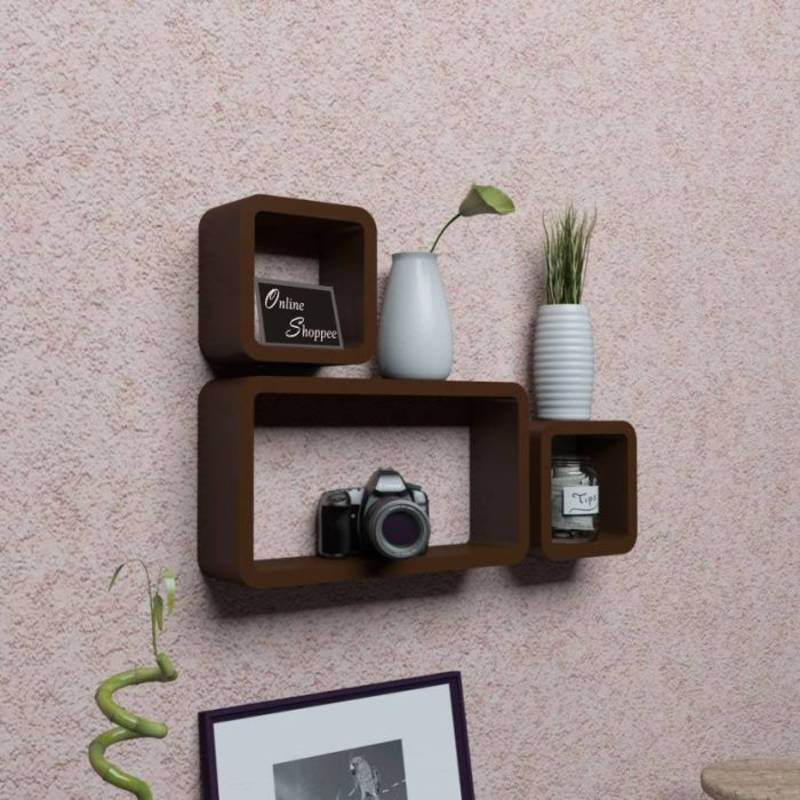 MDF Cube Shape Floating Wall Shelves Set of 3 - Shiraz Handicrafts ...