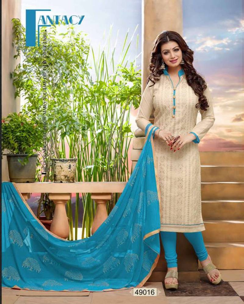 Indian Designer Bollywood Partywear Cream Salvar Kameez Unstitched ...