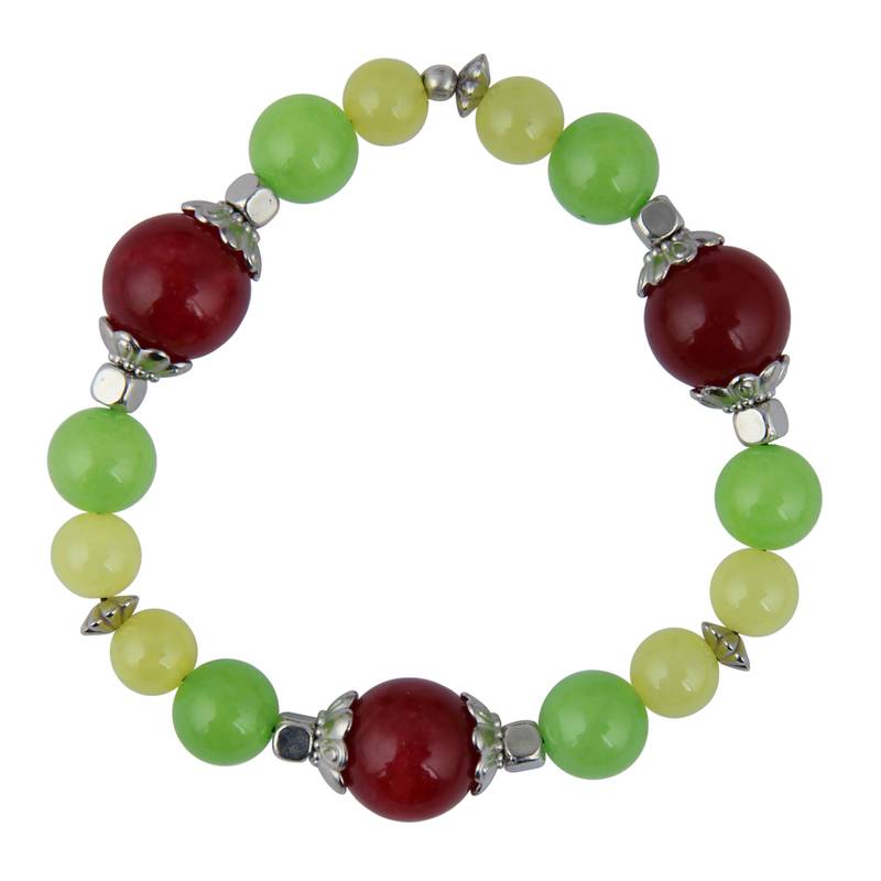 Green, Red And Yellow Quartz Beads 7.5 Inch Bracelet For Girls - Rite ...