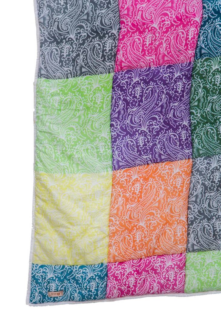 Multicolor Block Printed Jaipuri Razai Single Bed Blankets - REME - 1754165