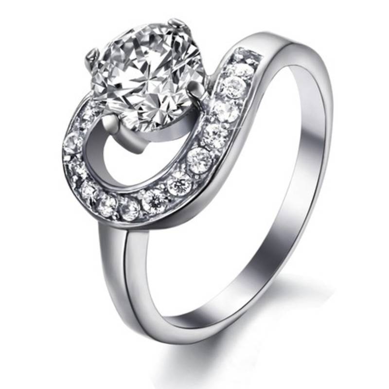 Cara shine in a wave soltaire ring made in sterling silver and swarovski stone for women Cara Design House 234204