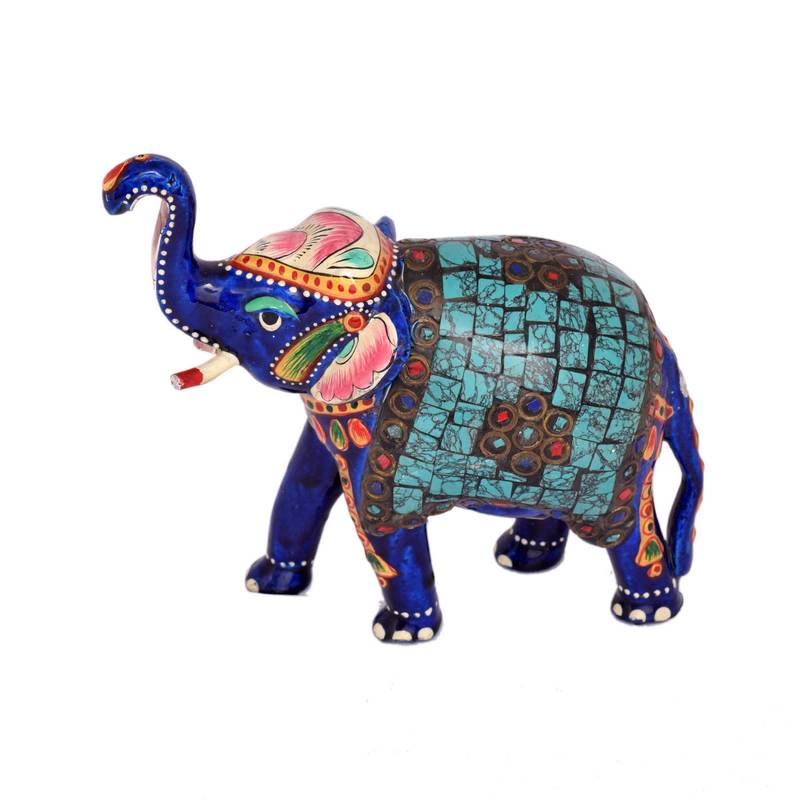 Indian Art Work Blue Color Decorative Elephant Statue Idol Sculpture ...