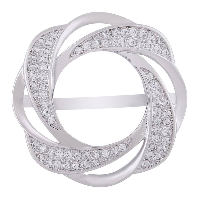 Overlap Solitaire Silver Ring for Women - Shaze - 1839321