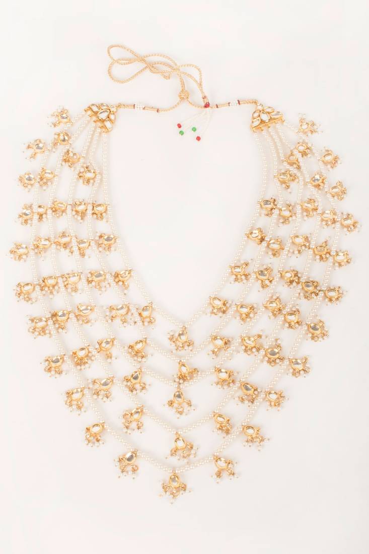 Kundan And Pearls 5 Line Raani Haar Panchlada Necklace - Glitterati by ...