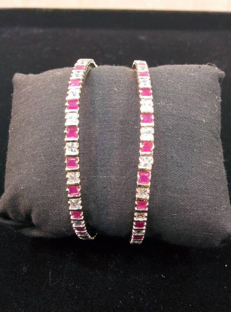 Pair of pink and white square diamond bangles - Treasure Trove by ...